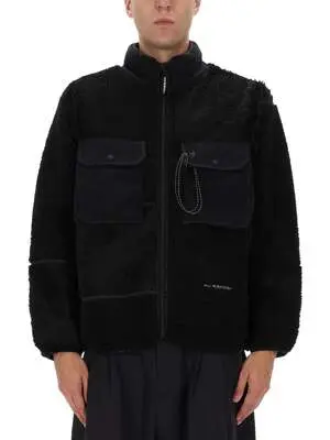 AND WANDER Fleece Zip Jacket With Stand Collar And Chest Pockets