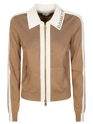 Elisabetta Franchi Knit Jacket With Shiny Viscose Bands