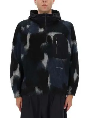AND WANDER Shaggy Knit Hooded Pullover - Black