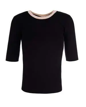 Elisabetta Franchi Black Knit Top - Nero/burro