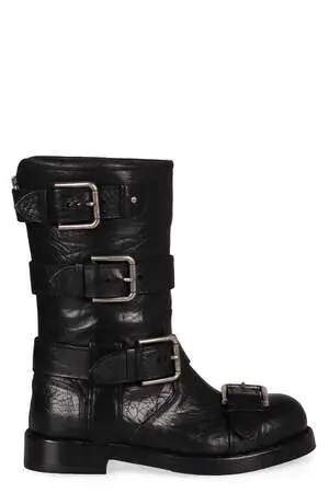 Dolce & Gabbana Buckled Leather Ankle Boots
