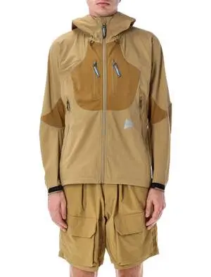 AND WANDER Technical Performance Jacket With Adjustable Hood - Beige