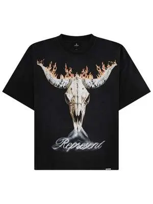 REPRESENT Graphic Skull Horn T-shirt - Black