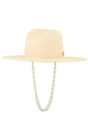 Ruslan Baginskiy Pearl Chain Fedora Hat - Ivory