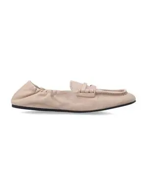 Miu Miu Ruched Suede Loafers - Rope