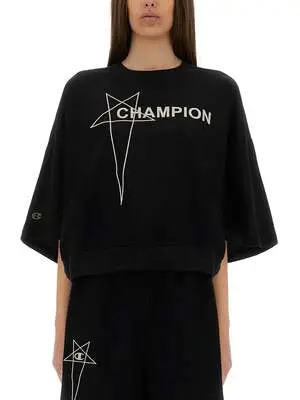 CHAMPION X RICK OWENS Cropped T-shirt - Black
