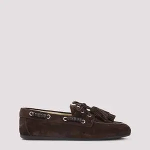 Miu Miu Suede Loafers With Tassel Detailing - Brown