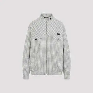 Miu Miu Checked Zip-up Blouson Jacket - White