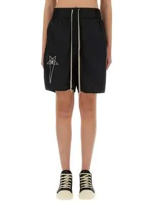 CHAMPION X RICK OWENS Rick Owens X Champion Loose Fit Embroidered Recycled Nylon Shorts - Black