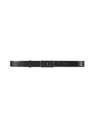 Elisabetta Franchi Leather Belt With Gold Tone Buckle - Nero