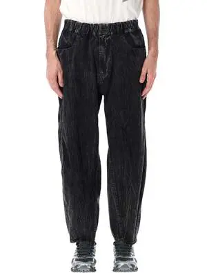 AND WANDER Relaxed Fit Textured Trousers - Black