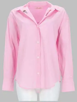 MC2 SAINT BARTH Striped Cotton Shirt With Embroidery - Pink