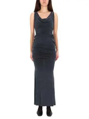 VIVIENNE WESTWOOD Sleeveless Ruched Maxi Dress - Black