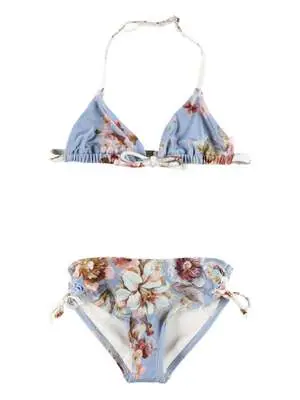 Zimmermann Floral Print Triangle Bikini Top - Clear Blue