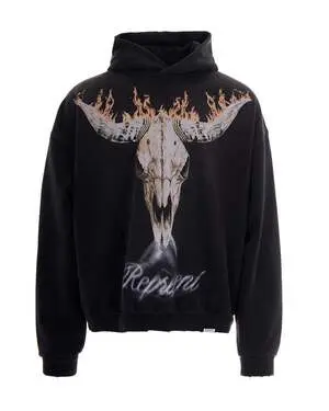 REPRESENT Graphic Skull Print Hoodie - Stained Black
