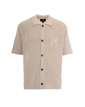 REPRESENT Short Sleeve Knit Button-up Shirt - Ecru