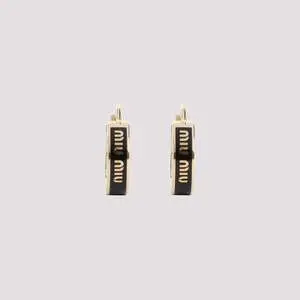Miu Miu Mini Brass Statement Earrings - Black