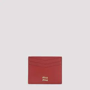 Miu Miu Gem Leather Card Holder - Red