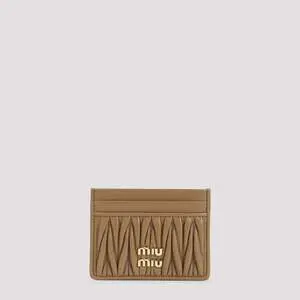 Miu Miu Matelassé Nappa Leather Card Holder - Brown