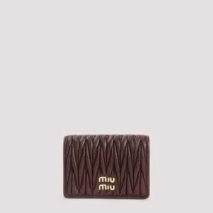 Miu Miu Quilted Lamb Leather Mini Wallet - Red