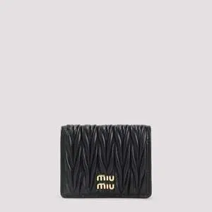 Miu Miu Mini Leather Wallet 8.5cm X 11cm X 2cm - Black