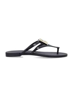 Dolce & Gabbana Dg Logo Embossed Flat Sandals Available - Black