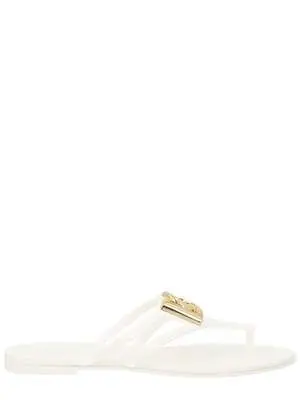 Dolce & Gabbana Rubber Thong Sandals With Logo Plaque - White