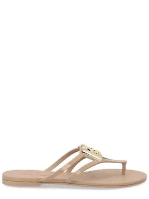 Dolce & Gabbana Rubber Beachwear Slides With Logo For - Beige