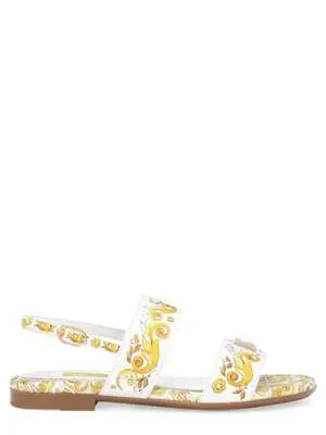 Dolce & Gabbana Printed Calf Leather Sandals - Yellow