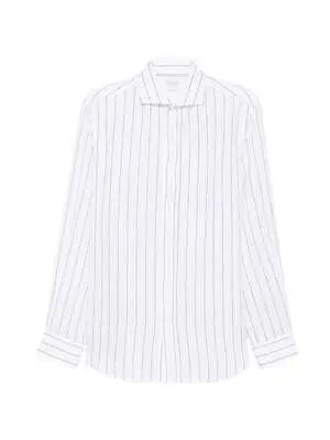 Brunello Cucinelli Striped Short Sleeve Mini Shirt - Biancodnm