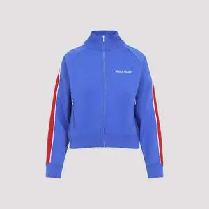 Miu Miu Technical Yarn Zipper Sweatshirt - Blue
