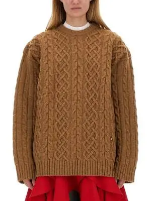 Moschino Oversize Fit Cable Knit Sweater - Beige