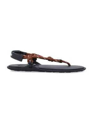 Miu Miu Riviere Cord And Leather Sandals - Tobacco