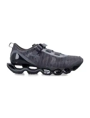 Mizuno Futuristic Wave Print Sneakers With Strap Closure - Black