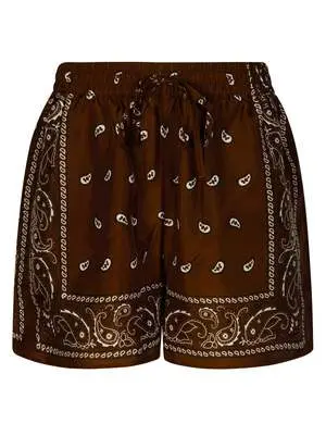 PAROSH Paisley Print Drawstring Shorts - Marrone