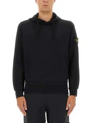 Stone Island Organic Cotton Fleece Hoodie - Black