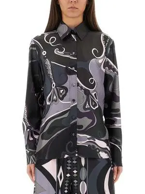 Emilio Pucci Printed Silk Button-up Shirt
