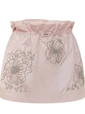 DES_PHEMMES Mini Skirt With Floral Embroidery - Candy Pink