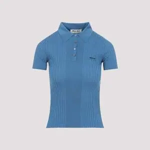 Miu Miu Ribbed Knit Wool Polo Shirt