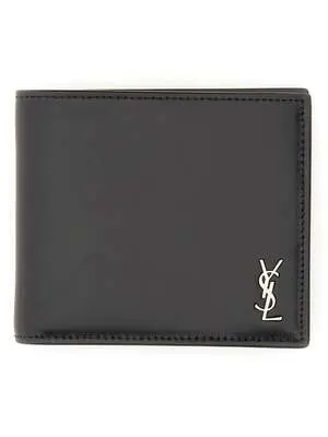 Saint Laurent Cassandre East/west Leather Tiny Wallet - Black