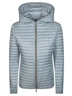 SAVE THE DUCK Hooded Zip-up Quilted Jacket - Grigio