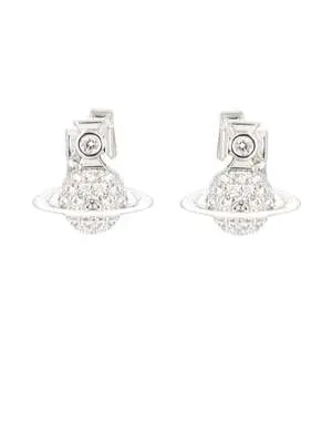 VIVIENNE WESTWOOD Elegantly Modern Mini Brass Earrings - Silver