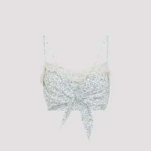Ermanno Scervino Floral Print Lace Detail Silk Camisole - Multicolour