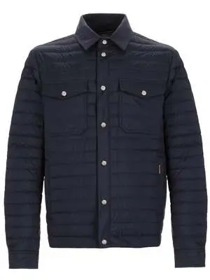 MOORER Quilted Button-detailed Jacket - Blue
