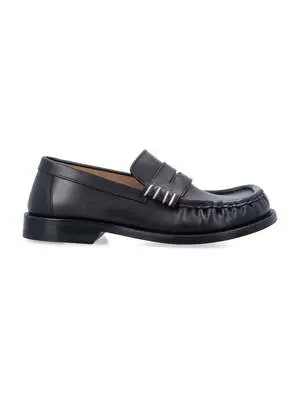 JW Anderson Leather Loafer Moccasins With Box-stitch Detailing - Black
