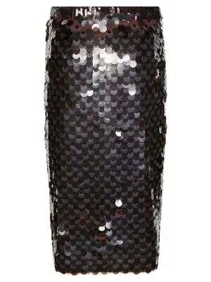 PAROSH Sequin Midi Skirt - Marrone
