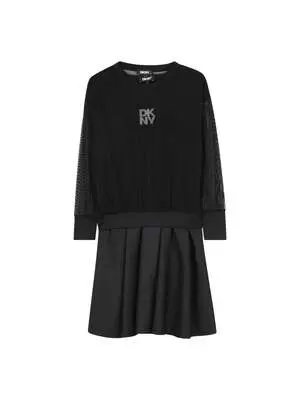 Dkny 2-in-1 Mini Dress With Logo Detail - Black