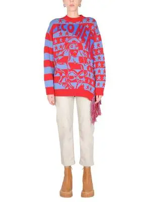 Stella McCartney Crew Neck Wool Sweater With Fringe - Multicolour