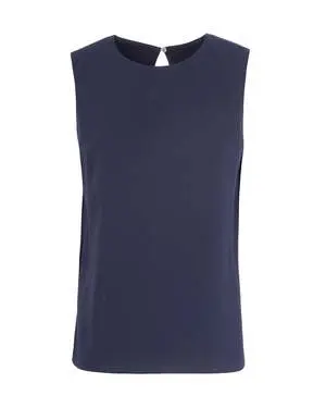 PAROSH Sleeveless Top With Keyhole Detail - Blu