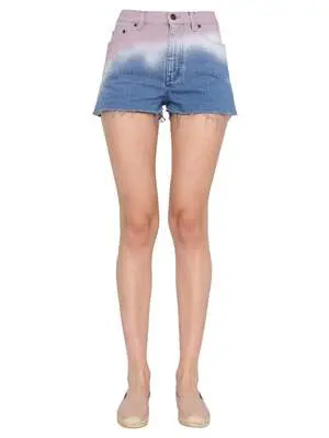Saint Laurent Tie-dye Denim Shorts - Multicolour